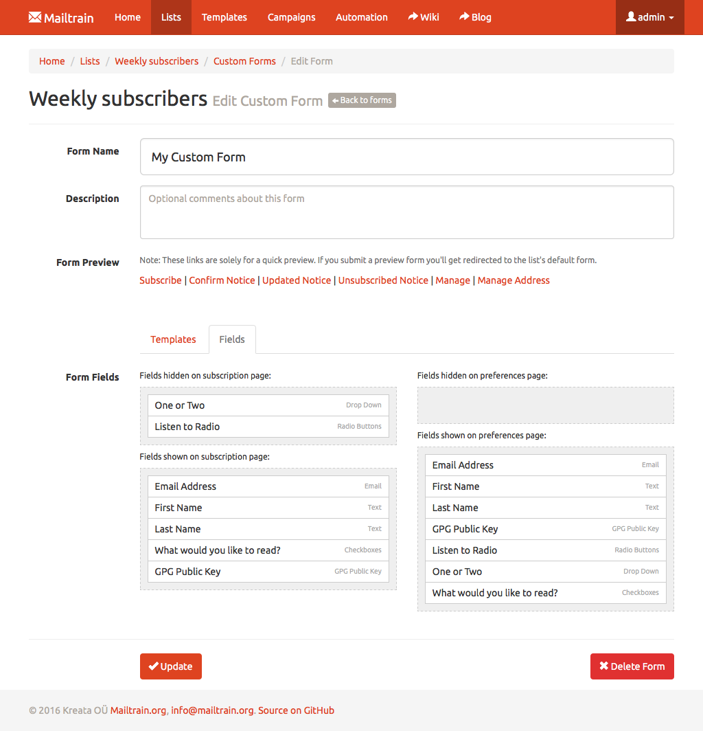 Mailtrain | Self Hosted Newsletter App
